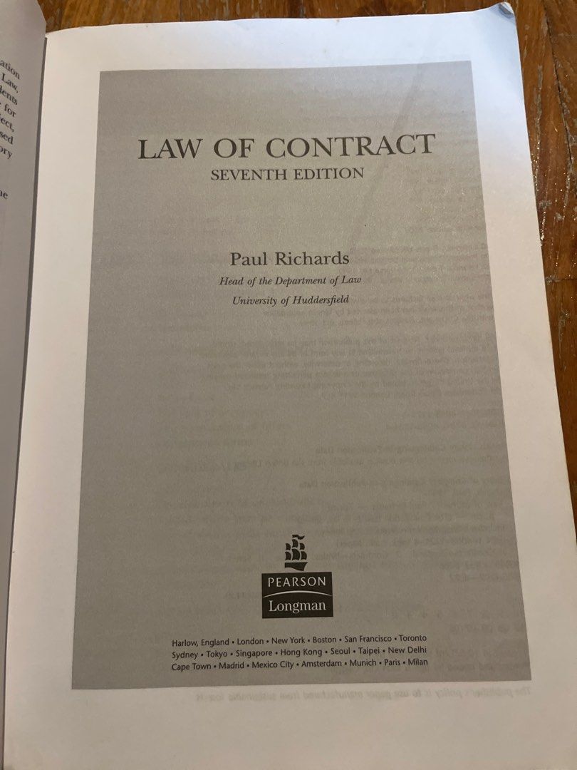 FREE Law of Contract Textbook, Hobbies & Toys, Books & Magazines ...