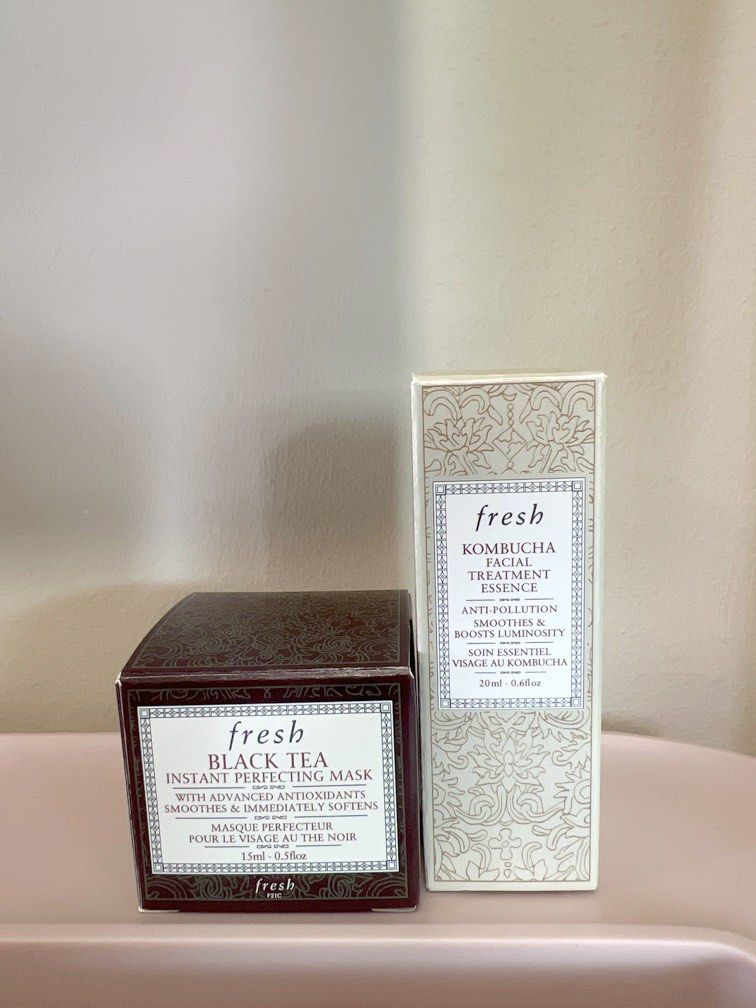 Fresh black tea mask & kombucha facial essence, Beauty & Personal Care ...