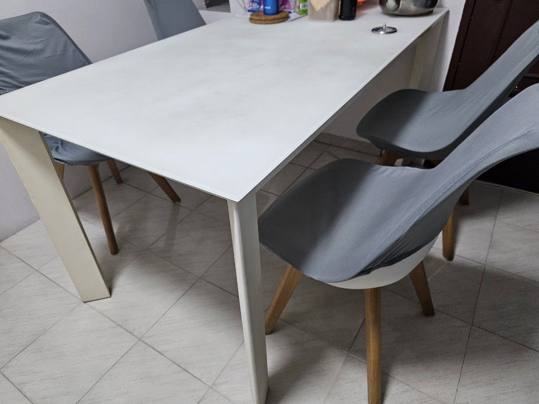 Frosted glass top Dining Table only (Extendable), Furniture & Home ...