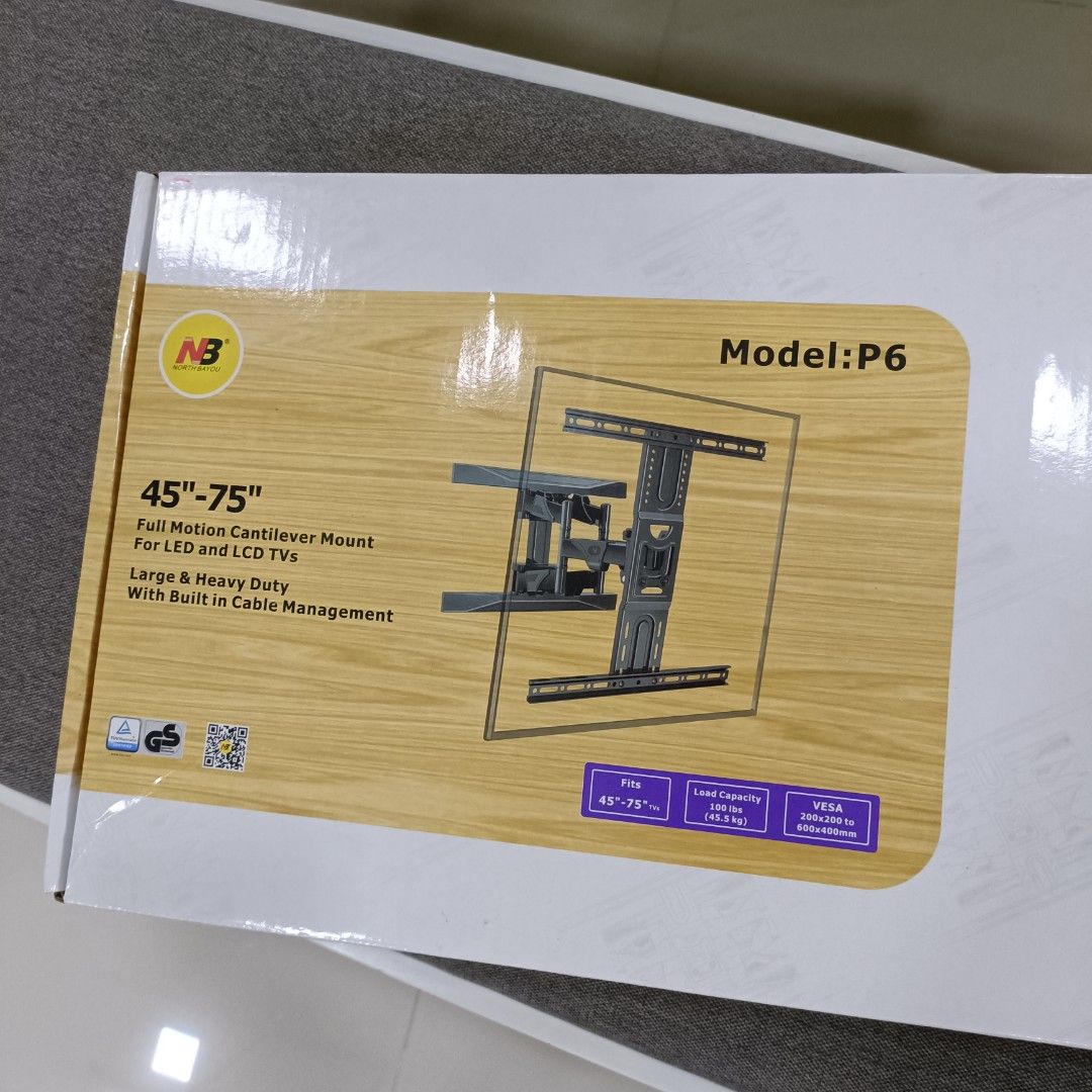 NB north bayou model p6 full motion cantilever tv monitor mount 45 to ...
