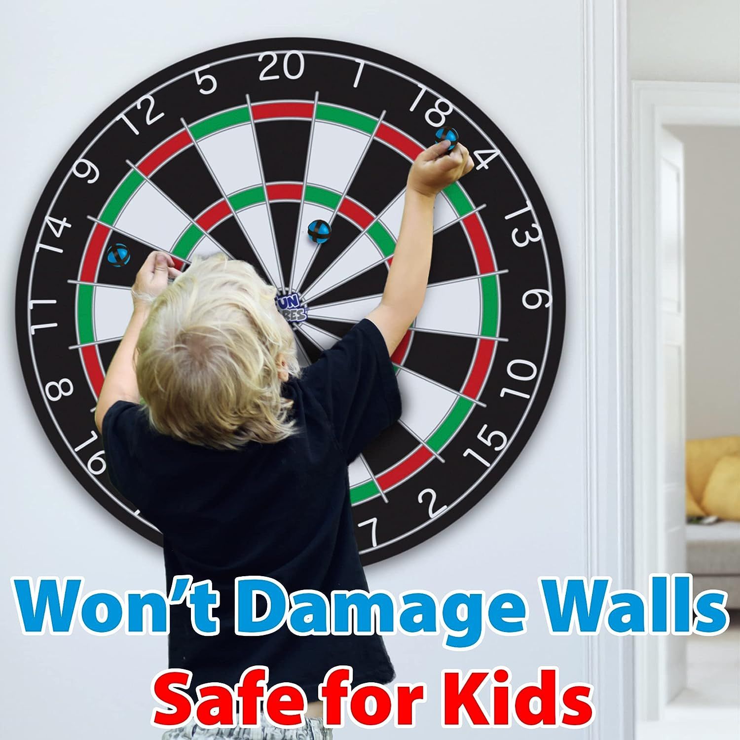 Funwares Giant Dart Board For Kids, 36" Fabric Safety Dartboard With 6 ...