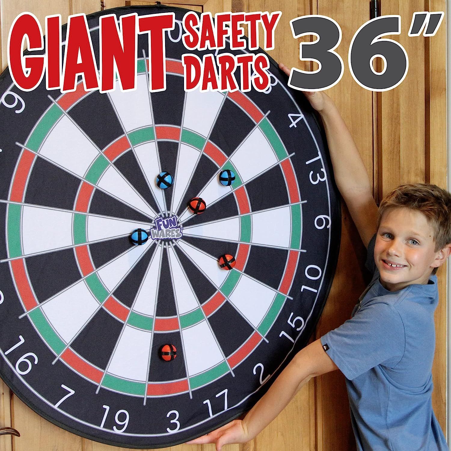 Funwares Giant Dart Board For Kids, 36" Fabric Safety Dartboard With 6 ...