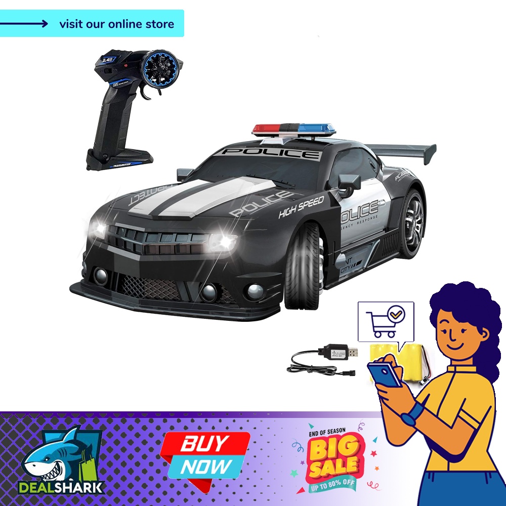 Haktoys Remote Control Police Car RC High Speed Cop Chase 1:12 Scale ...