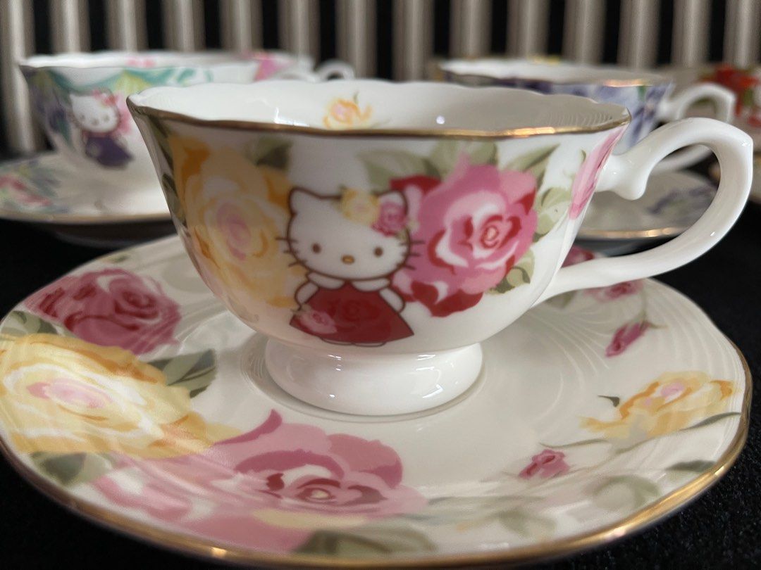 Hello Kitty Flower monthly cup and saucer Japan, Furniture & Home ...