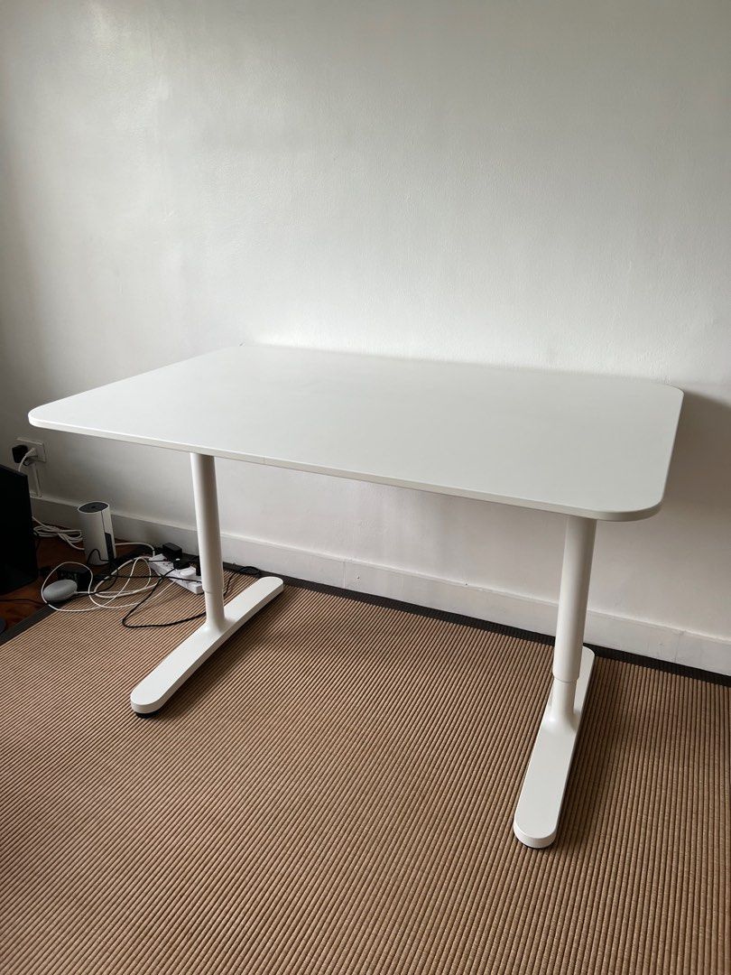 Ikea Bekant White Table, Furniture & Home Living, Office Furniture ...