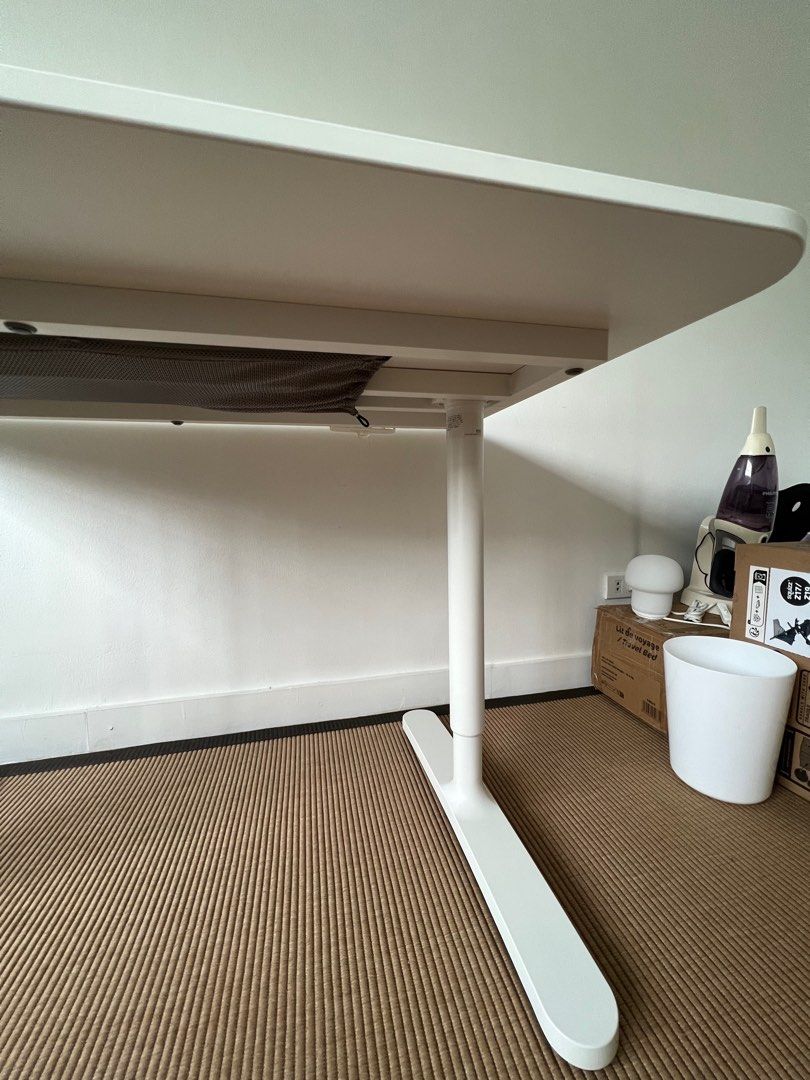 Ikea Bekant White Table, Furniture & Home Living, Office Furniture ...