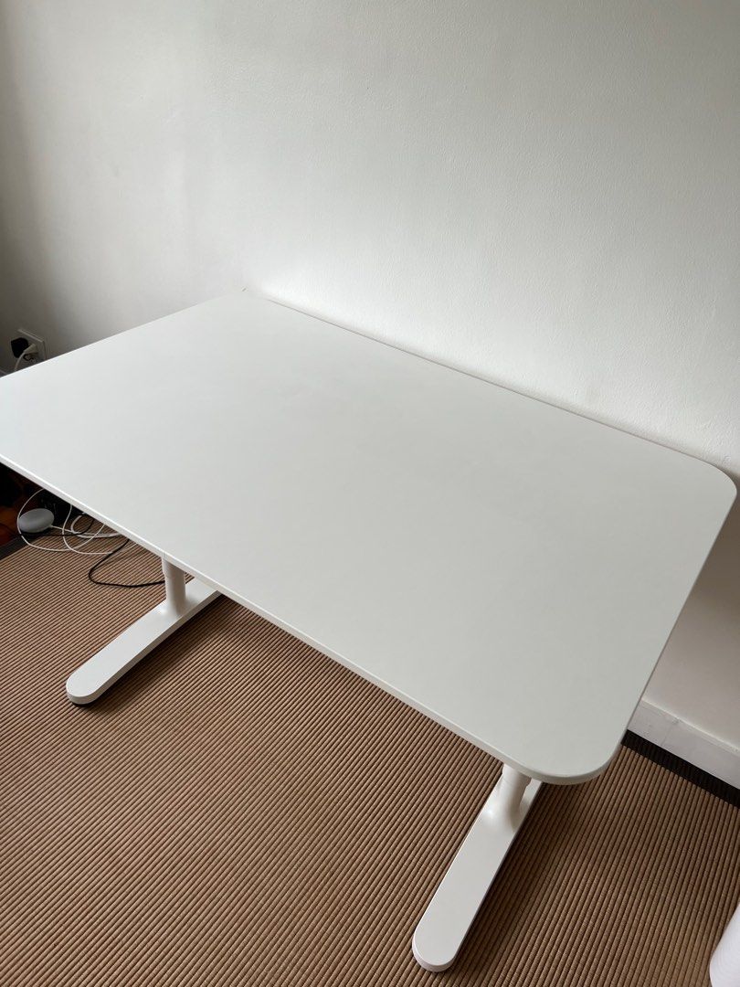 Ikea Bekant White Table, Furniture & Home Living, Office Furniture ...