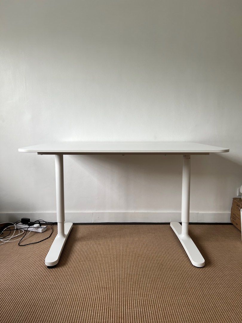 Ikea Bekant White Table, Furniture & Home Living, Office Furniture ...