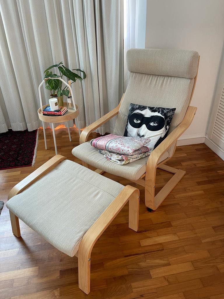 IKEA lounge chair with foot rest, Furniture & Home Living, Furniture ...