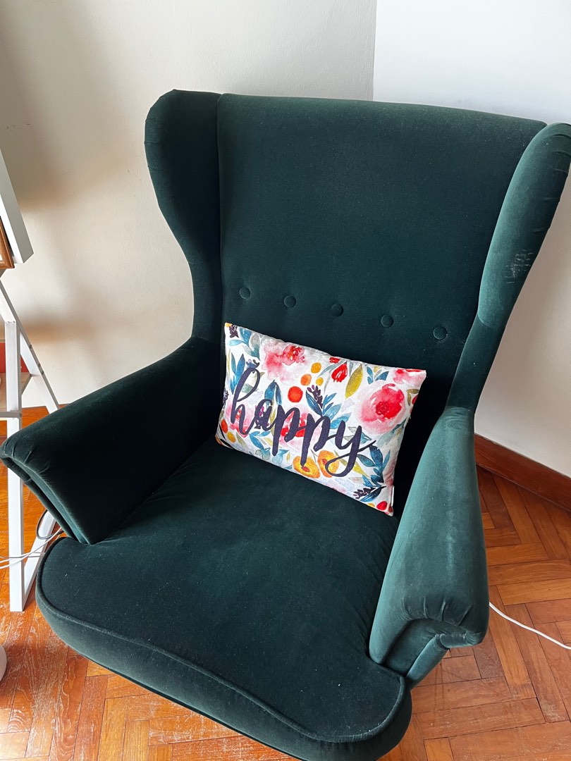 IKEA Strandmon Dark Green wing chair, Furniture & Home Living ...