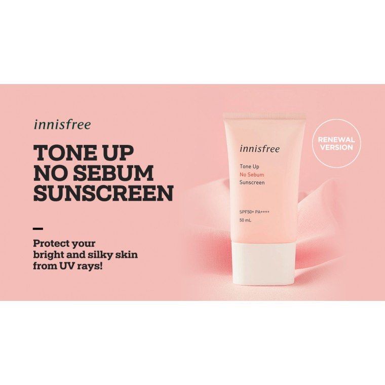 Innisfree Tone Up No Sebum Sunscreen SPF50+ PA++++ 50ml Face Sunblock ...