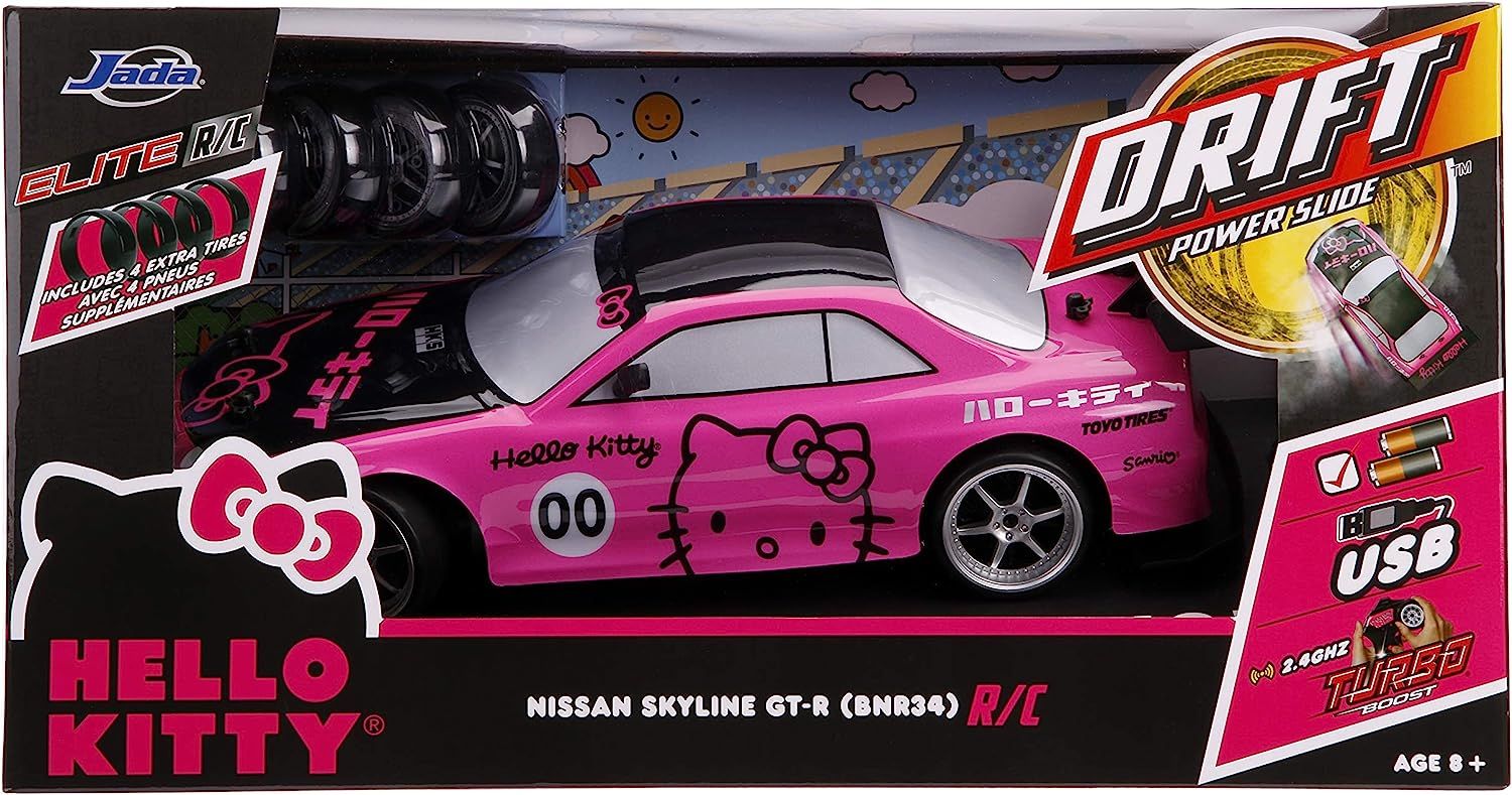 Jada Toys Hello Kitty Nissan Skyline GT-R (Bnr34) Drift Power Slide ...