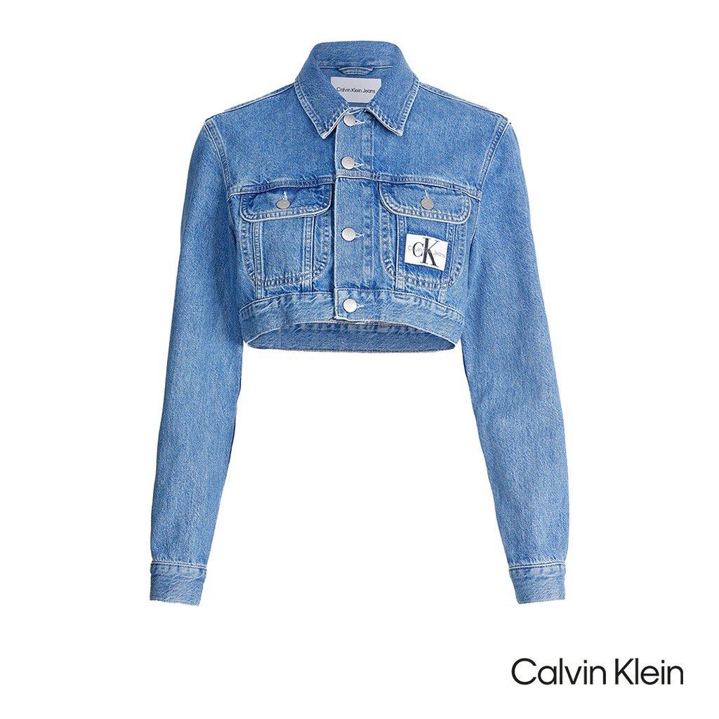 Jennie Calvin Klein Cropped Logo Denim Jacket, Women's Fashion, Coats ...