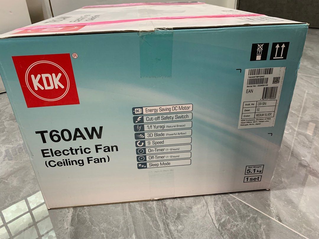 KDK T60AW (Medium Silver) / Ceiling Fan (DC Motor), TV & Home ...