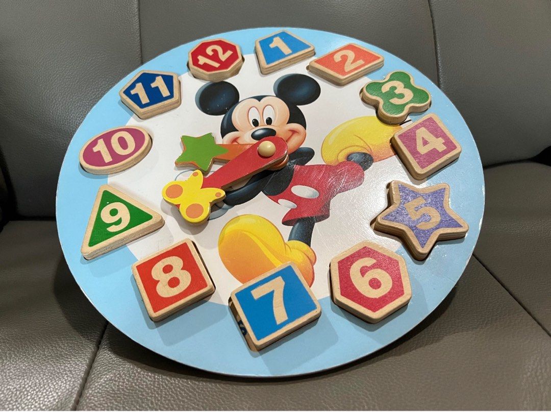 Kids wooden puzzle and shape educational clock, Babies & Kids, Infant ...
