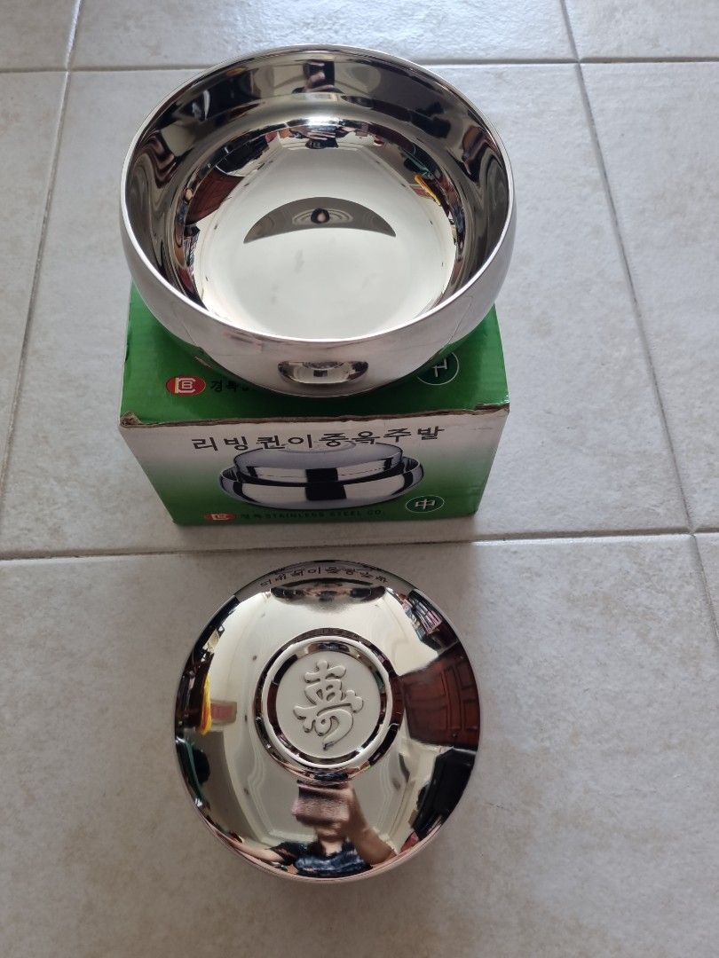 Korean stainless steel rice bowl soup bowl, Furniture & Home Living ...