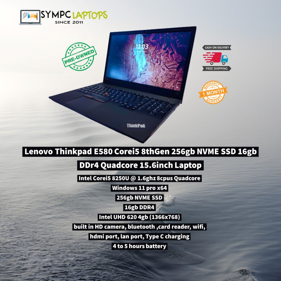 Lenovo Thinkpad E580 Corei5 8thGen 256gb NVME SSD 16gb DDR4 Quadcore 15.6inch Very Very Smooth ...