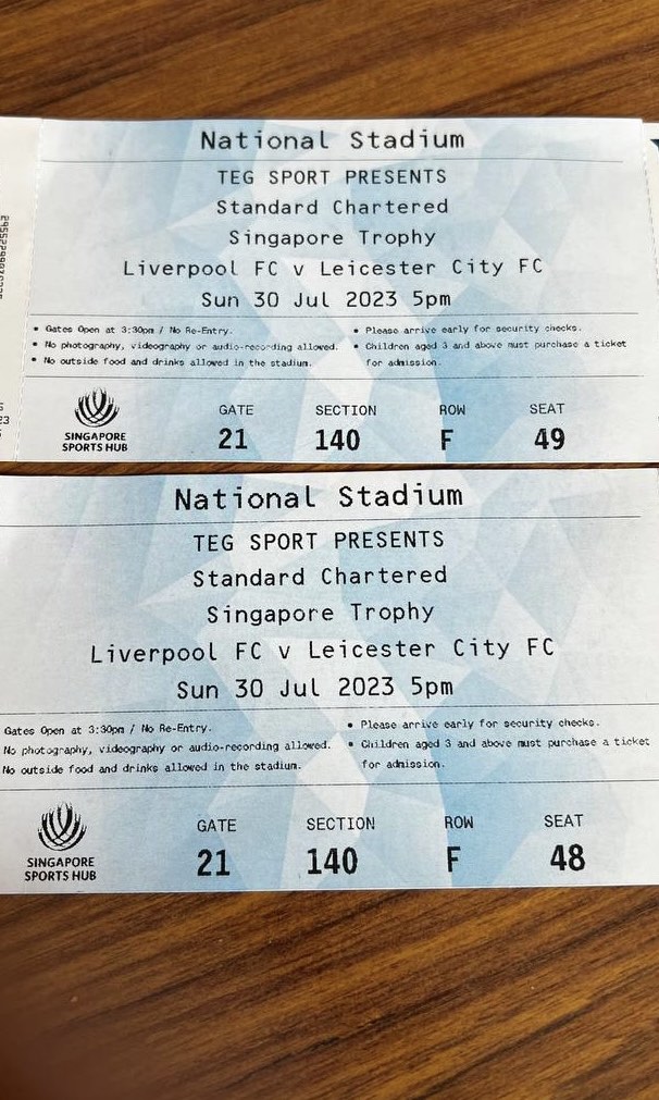 Liverpool and Leceister City 30 July 2023 National Stadium, Tickets & Vouchers, Event Tickets on ...