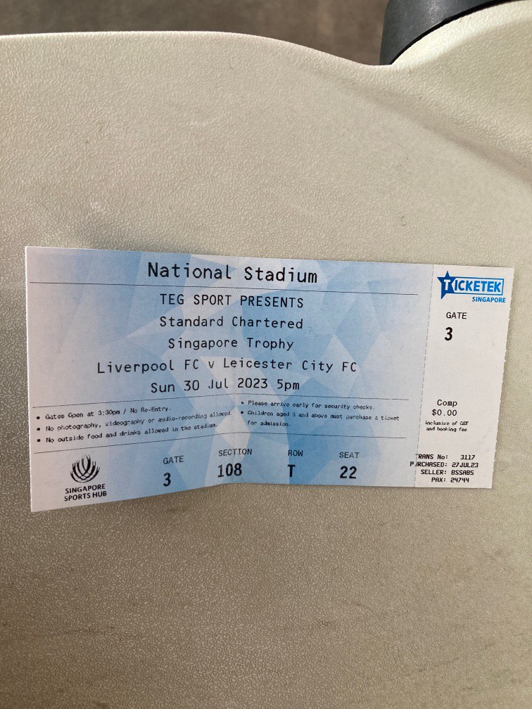 Liverpool FC vs LCFC, Tickets & Vouchers, Event Tickets on Carousell