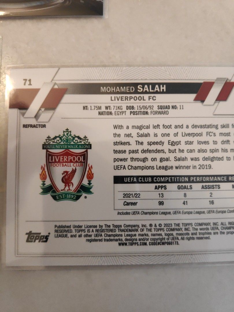 Liverpool Soccer Card Set Salah Nunez Van Dijk Alisson Refractors Rare ...