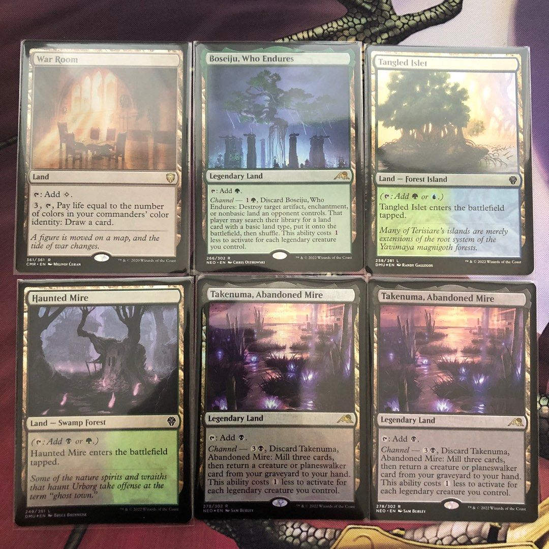 Magic The Gathering MTG Lands Boseiju, Takenuma, War Room, Haunted Mire ...