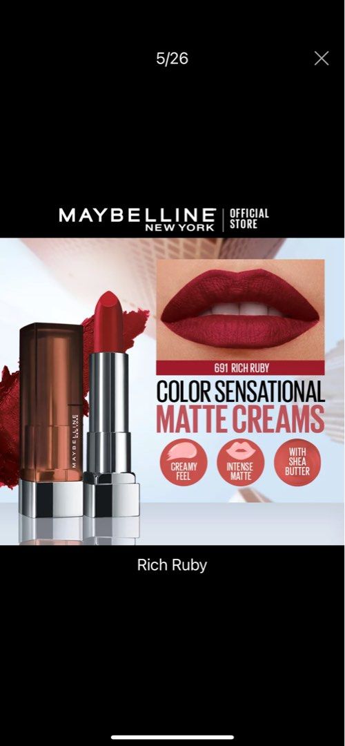 Maybelline Color Sensational Matte Cream Lipstick (Rich Ruby 691) on Carousell