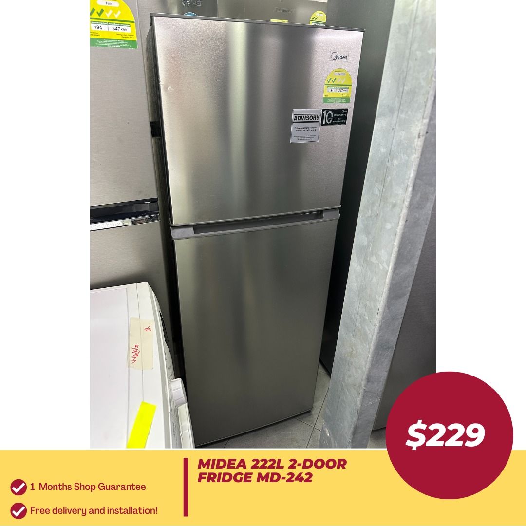 Midea 222L 2-Door Fridge MD-242, TV & Home Appliances, Kitchen ...