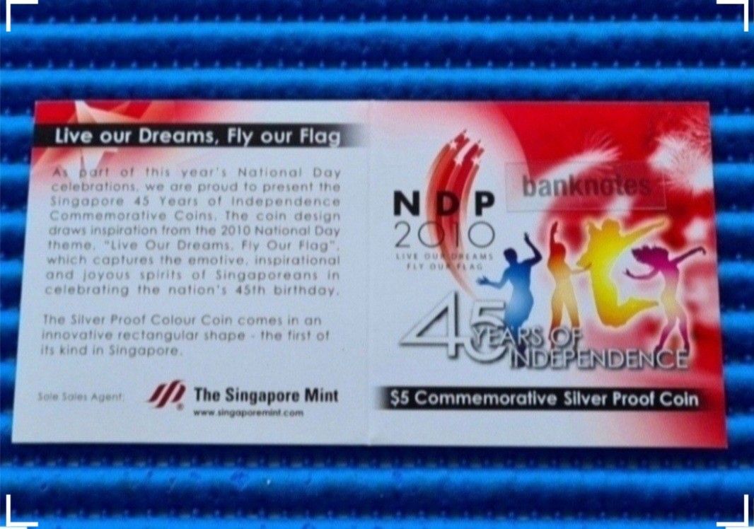 NDP 2010 Singapore 45 Years of Independence Commemorative $5 Silver ...