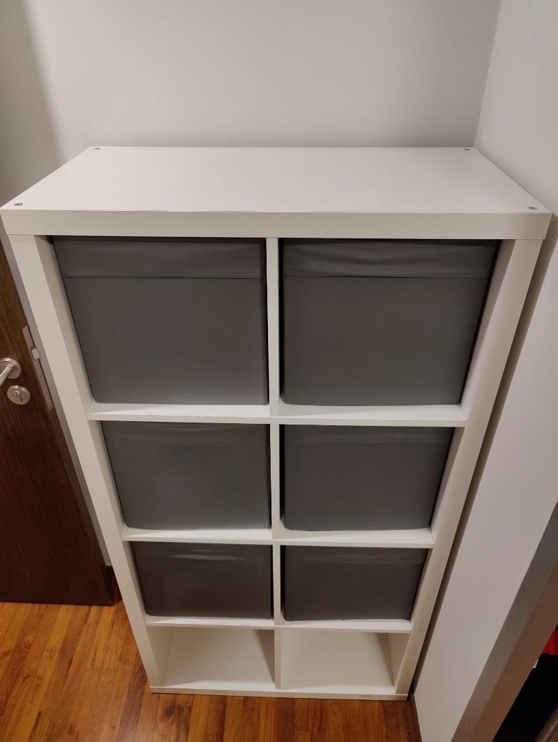 New Ikea Kallax unit with 8 boxes, Furniture & Home Living, Furniture ...