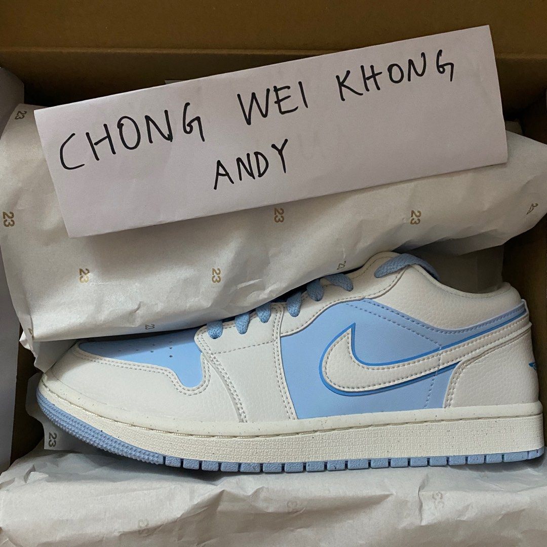 Nike Air Jordan 1 Low Reverse Ice Blue, Women's Fashion, Footwear ...