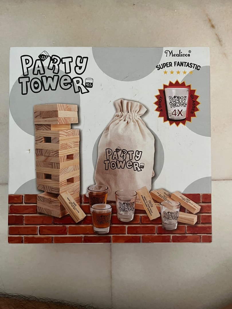 Party Tower: Jenga truth or dare with shots, Hobbies & Toys, Toys ...