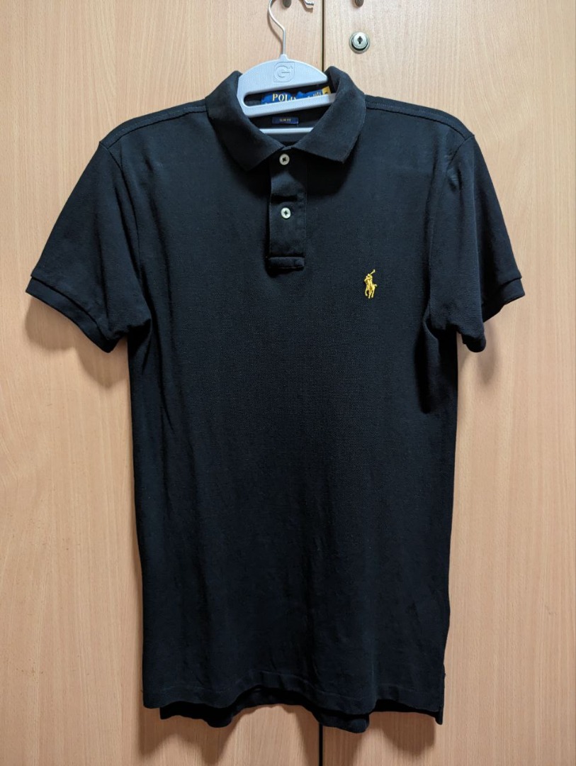 Polo Ralph Lauren x ASOS exclusive collab slim fit polo in black with gold logo, Men's Fashion ...