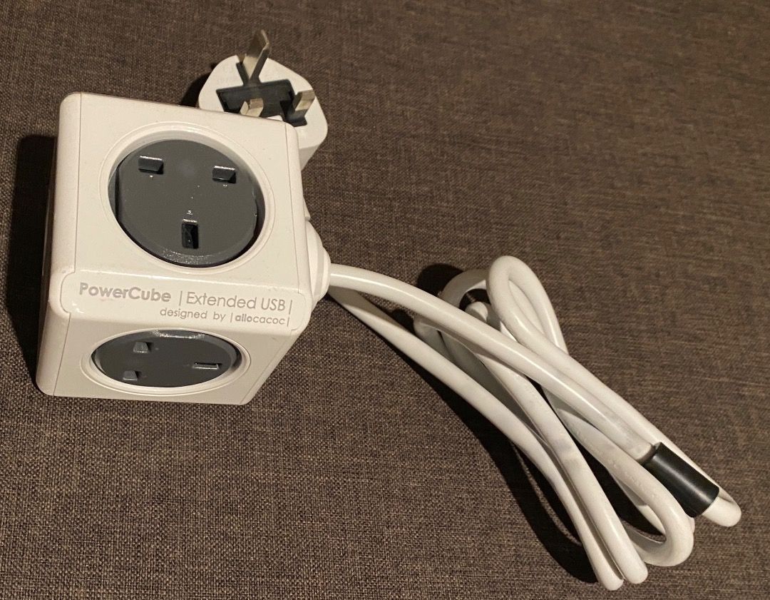 Powercube 3-way plus 2 USB extension adapter, TV & Home Appliances ...