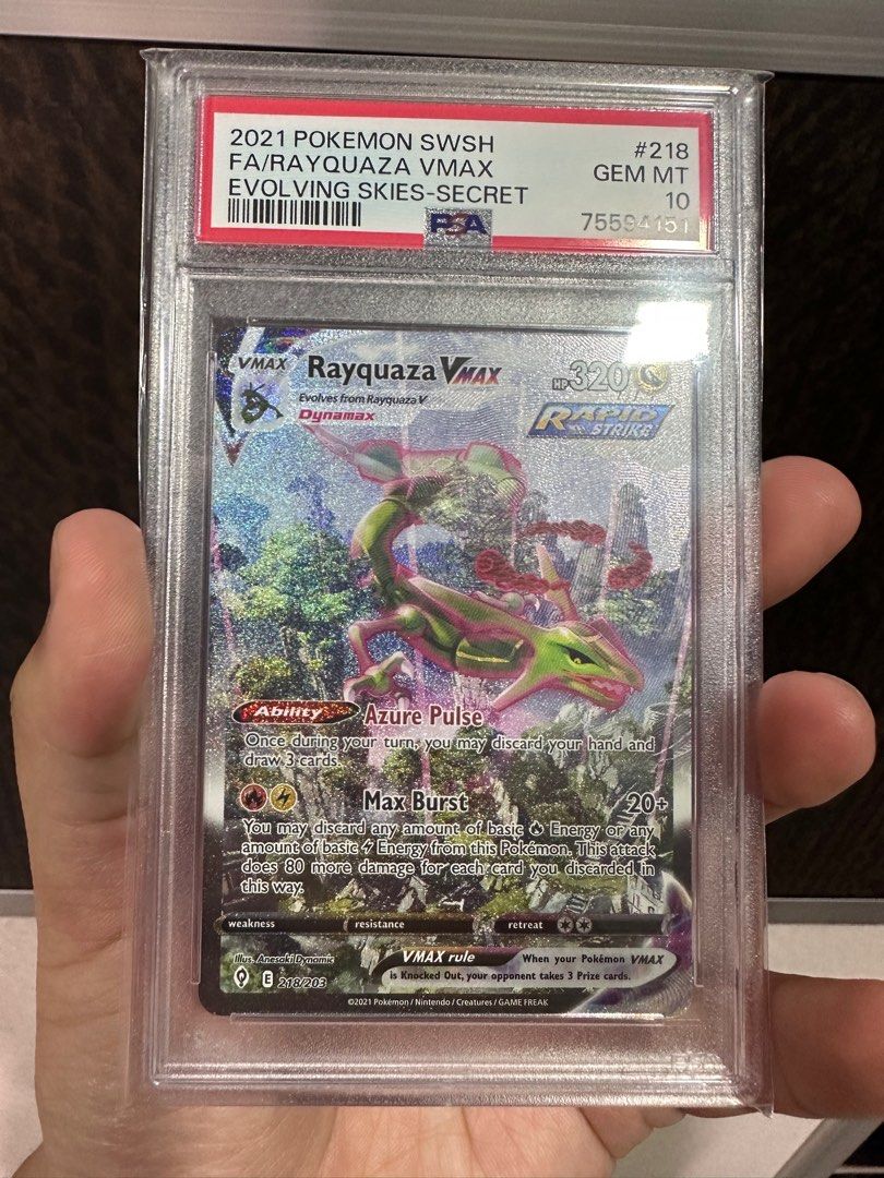 [PSA 10] Rayquaza Vmax PSA Alt Art, Hobbies & Toys, Toys & Games on Carousell