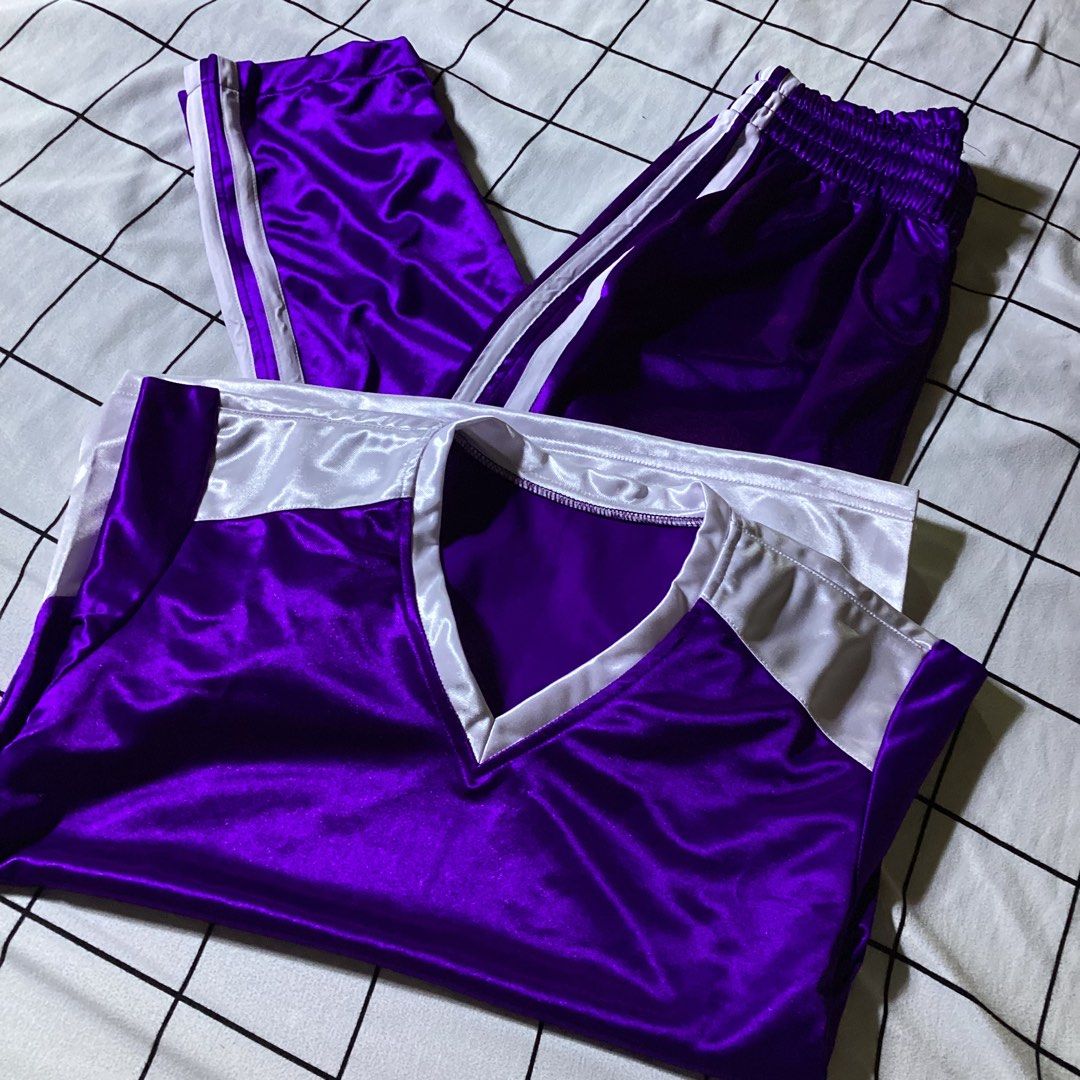 Satin Cheer Dance Purple Set (Men and Women), Men's Fashion, Tops ...