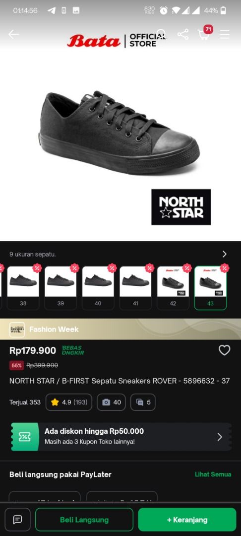 Sepatu Bata North Star hitam model converse, Fesyen Pria, Sepatu ...