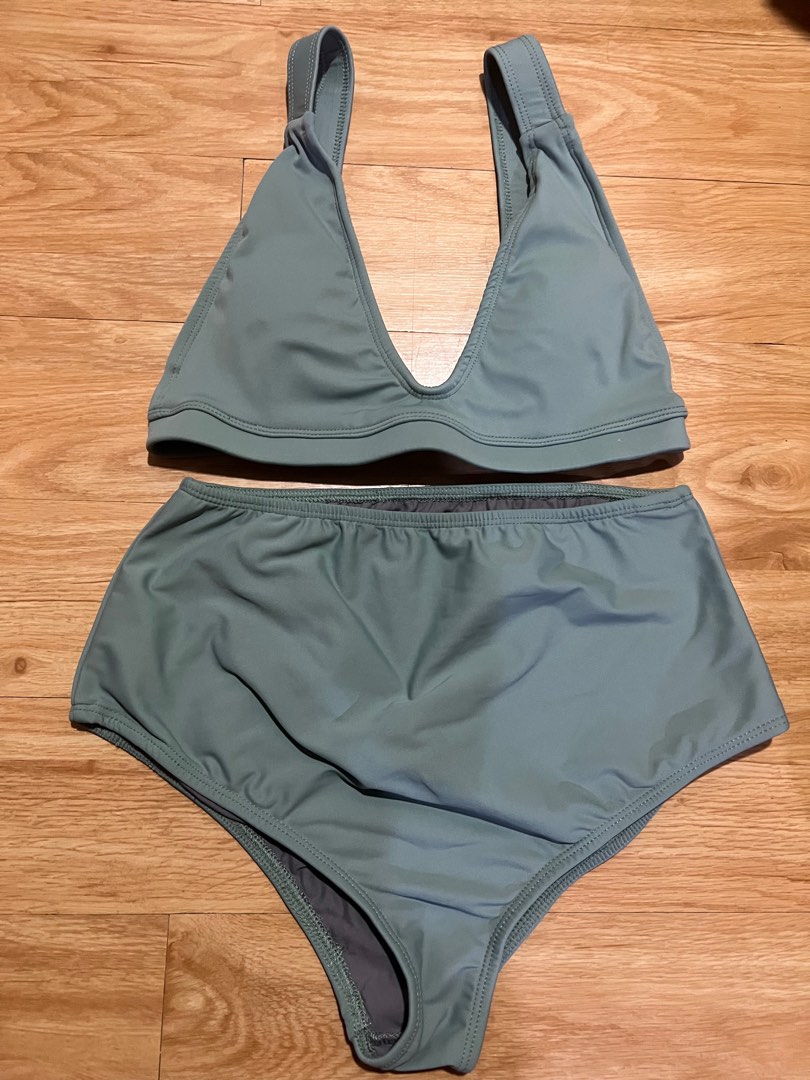 Sew Local two piece Mimi x Rita high waist bikini in Pistacio on Carousell