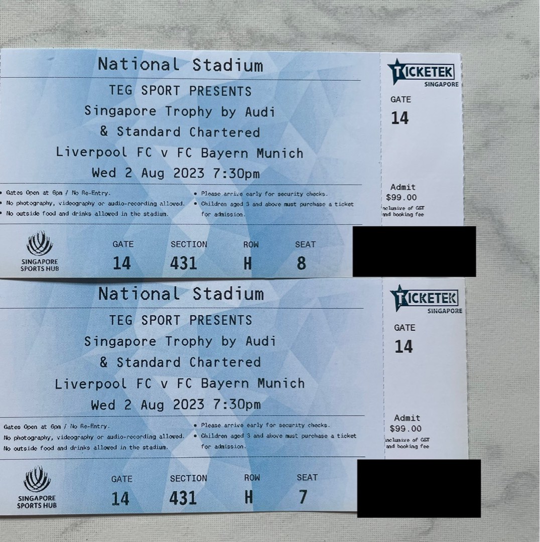 Singapore Trophy by Audi and Standard Chartered Liverpool vs Bayern Munich, Tickets & Vouchers ...