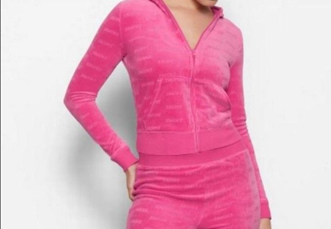 Skims hot pink velour track suit(jacket) on Carousell