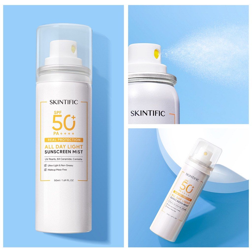 SKINTIFIC All Day Light Sunscreen Mist SPF50 PA++++ Whitening Sunblock ...