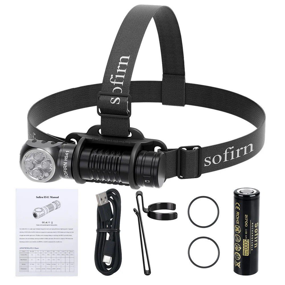 Sofirn HS41 4000lm 325m USB-C Rechargeable Headlamp Right Angle 21700 ...