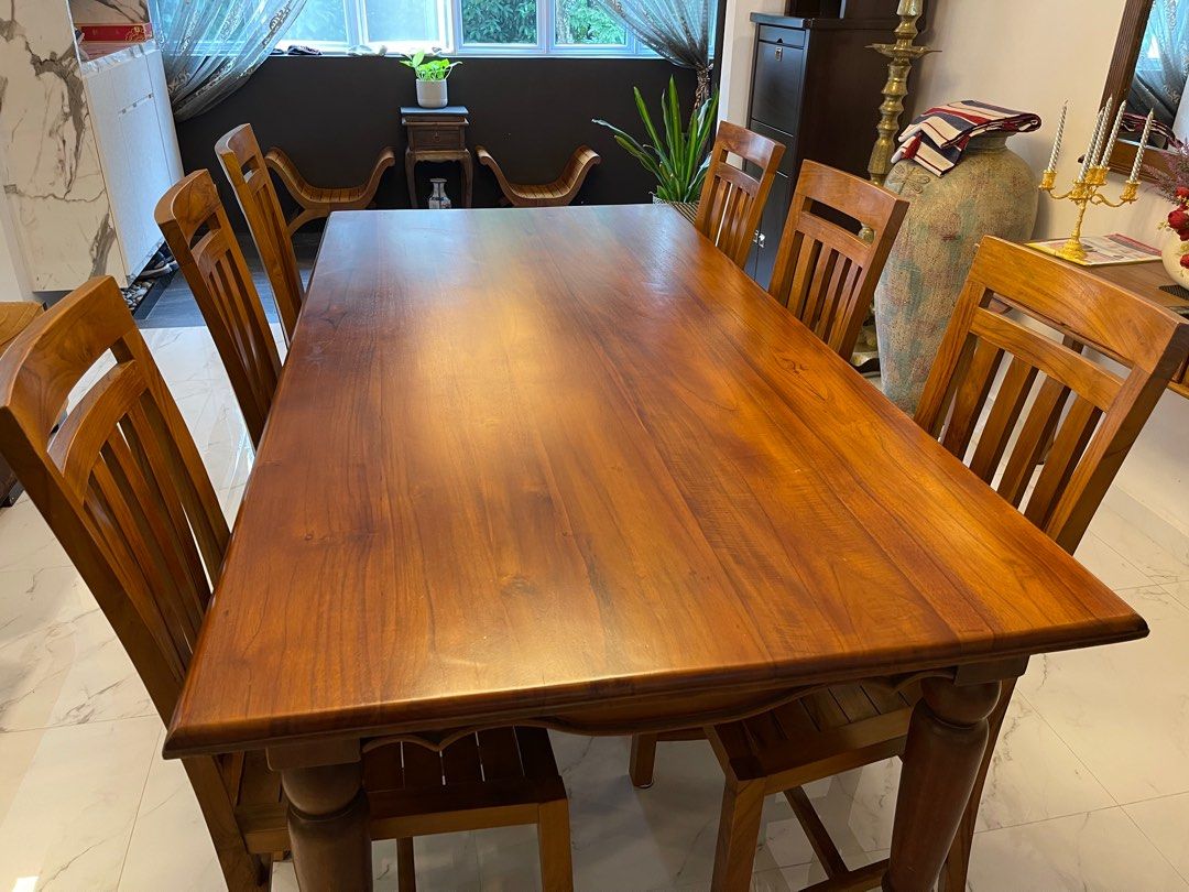 Solid Teakwood Dining Table (no chairs), Furniture & Home Living ...