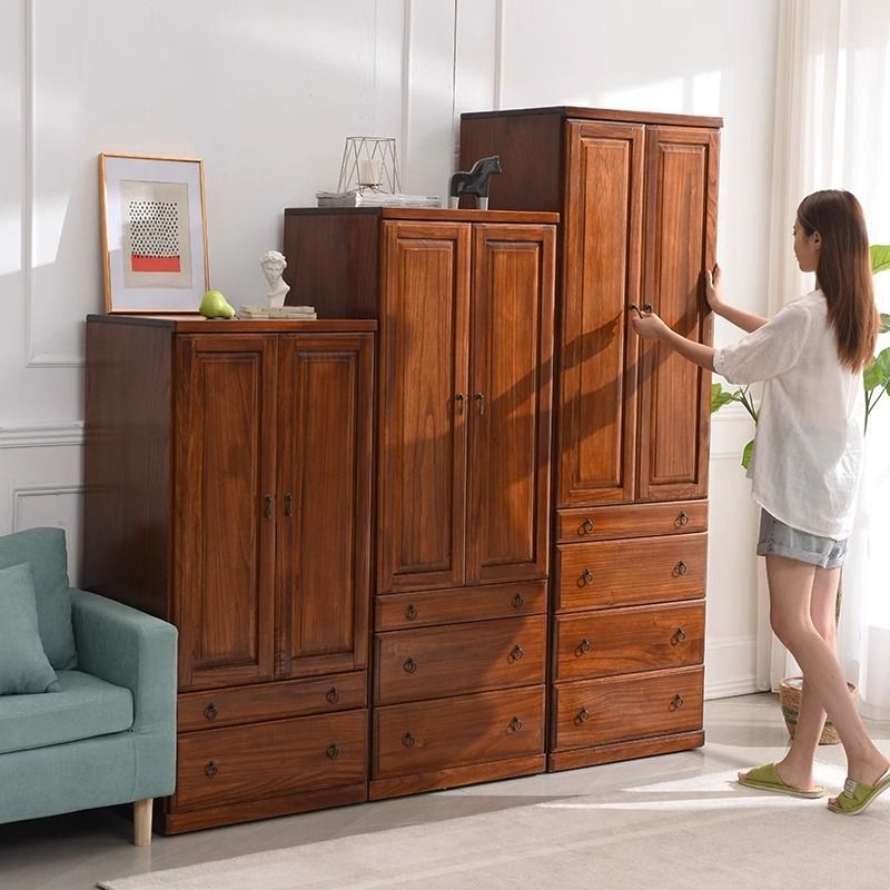 Solid wood simple small wooden wardrobe, Furniture & Home Living ...
