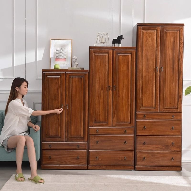 Solid wood simple small wooden wardrobe, Furniture & Home Living ...