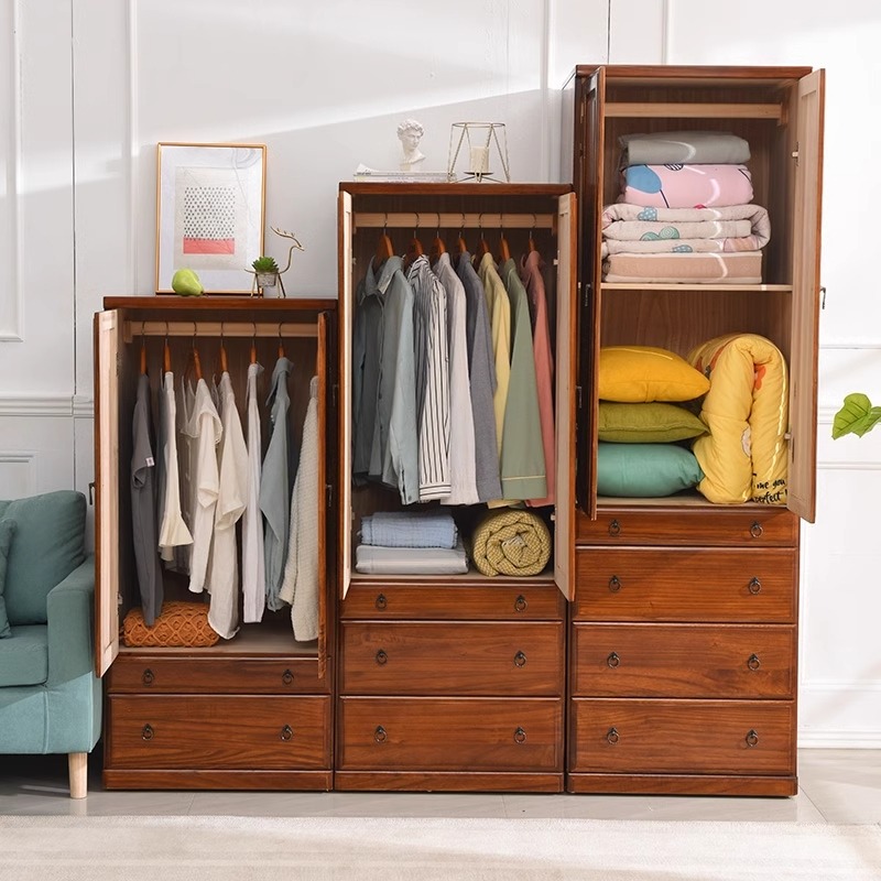 Solid wood simple small wooden wardrobe, Furniture & Home Living ...