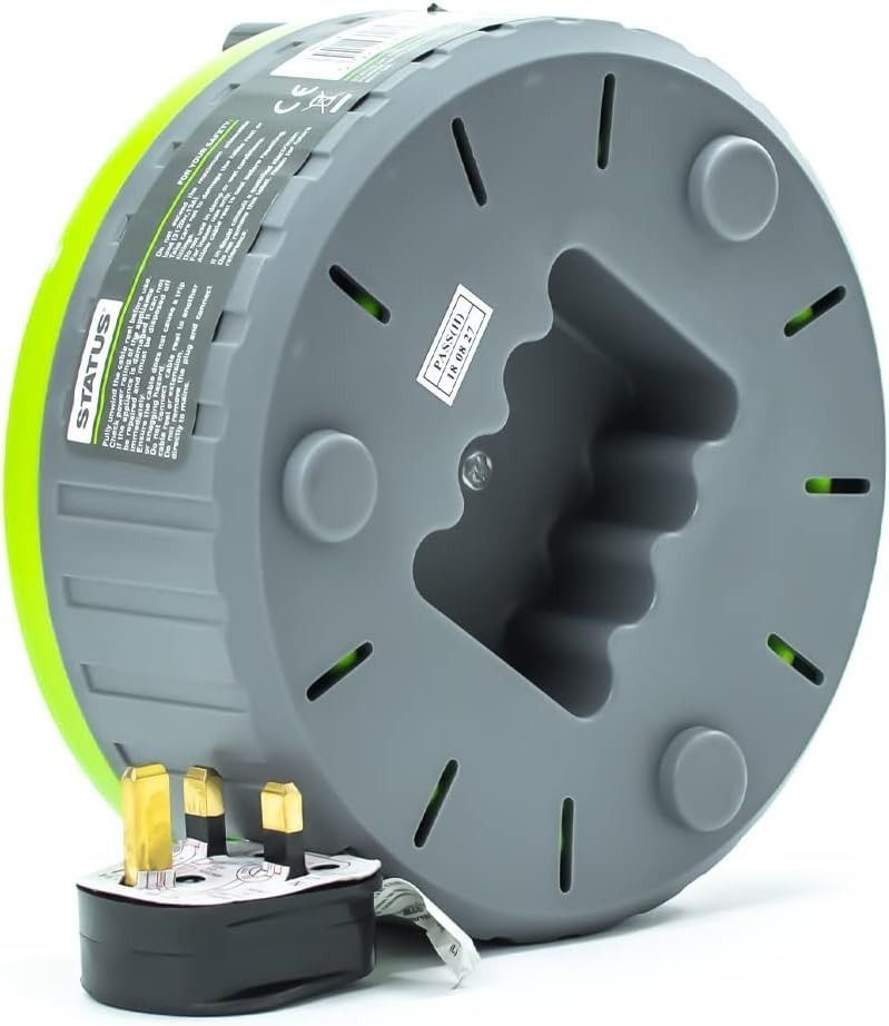 STATUS 4 Socket Cable Reel | 5m Green Extension Lead | 13A with Thermal ...