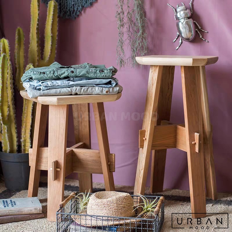 SYDELL Japandi Solid Wood Stool, Furniture & Home Living, Furniture ...