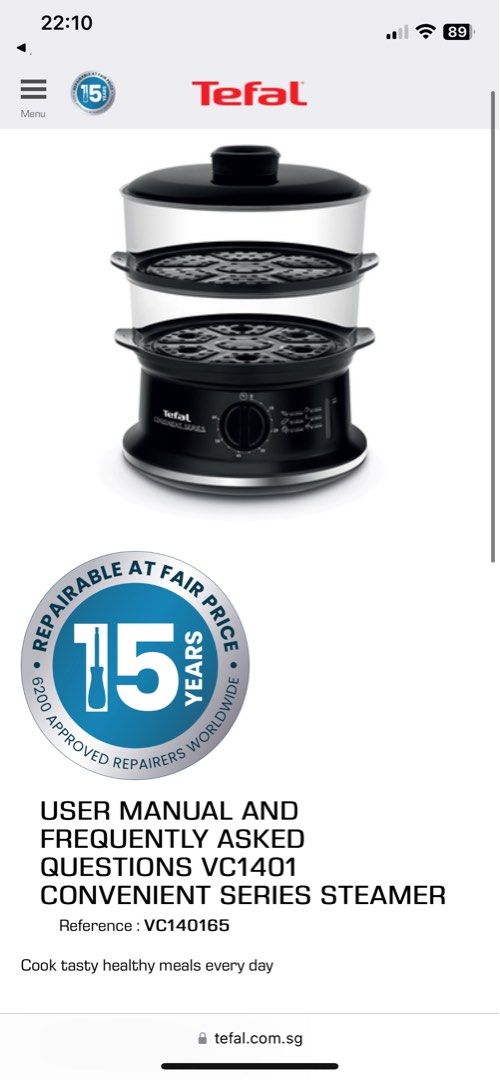 Tefal Convenient Series Steamer, TV & Home Appliances, Kitchen ...