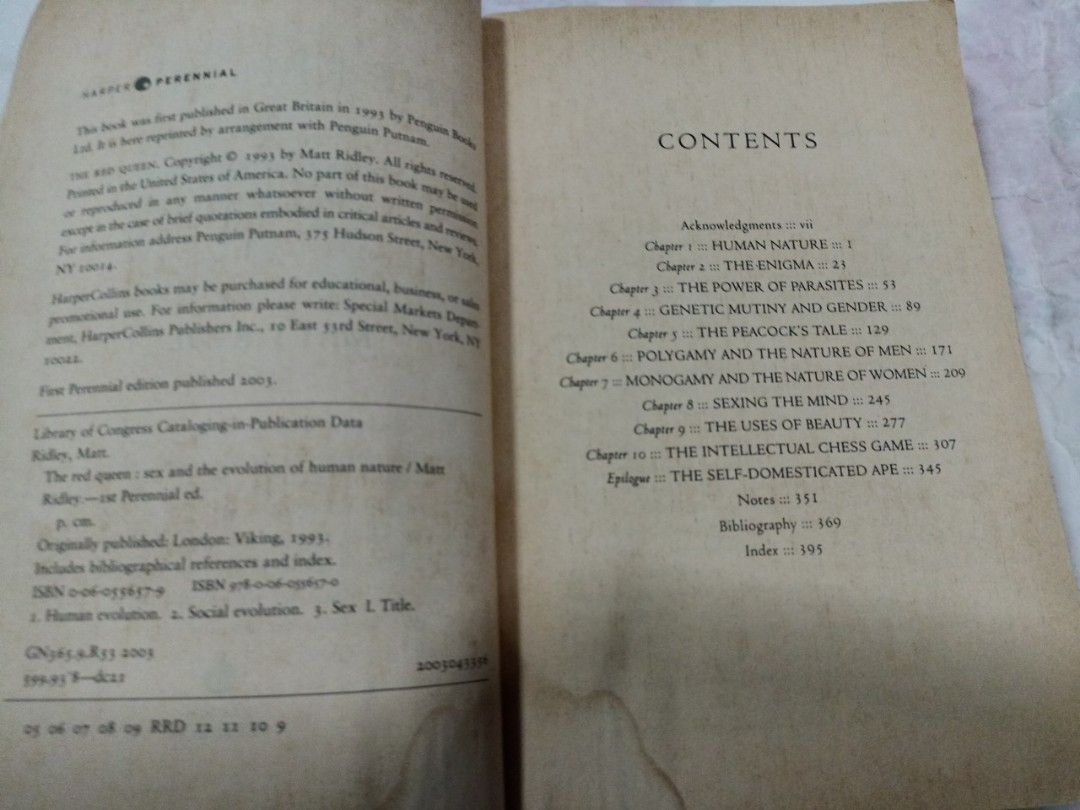 The Red Queen- Sex and the Evolution of Human Nature Matt Ridley ...