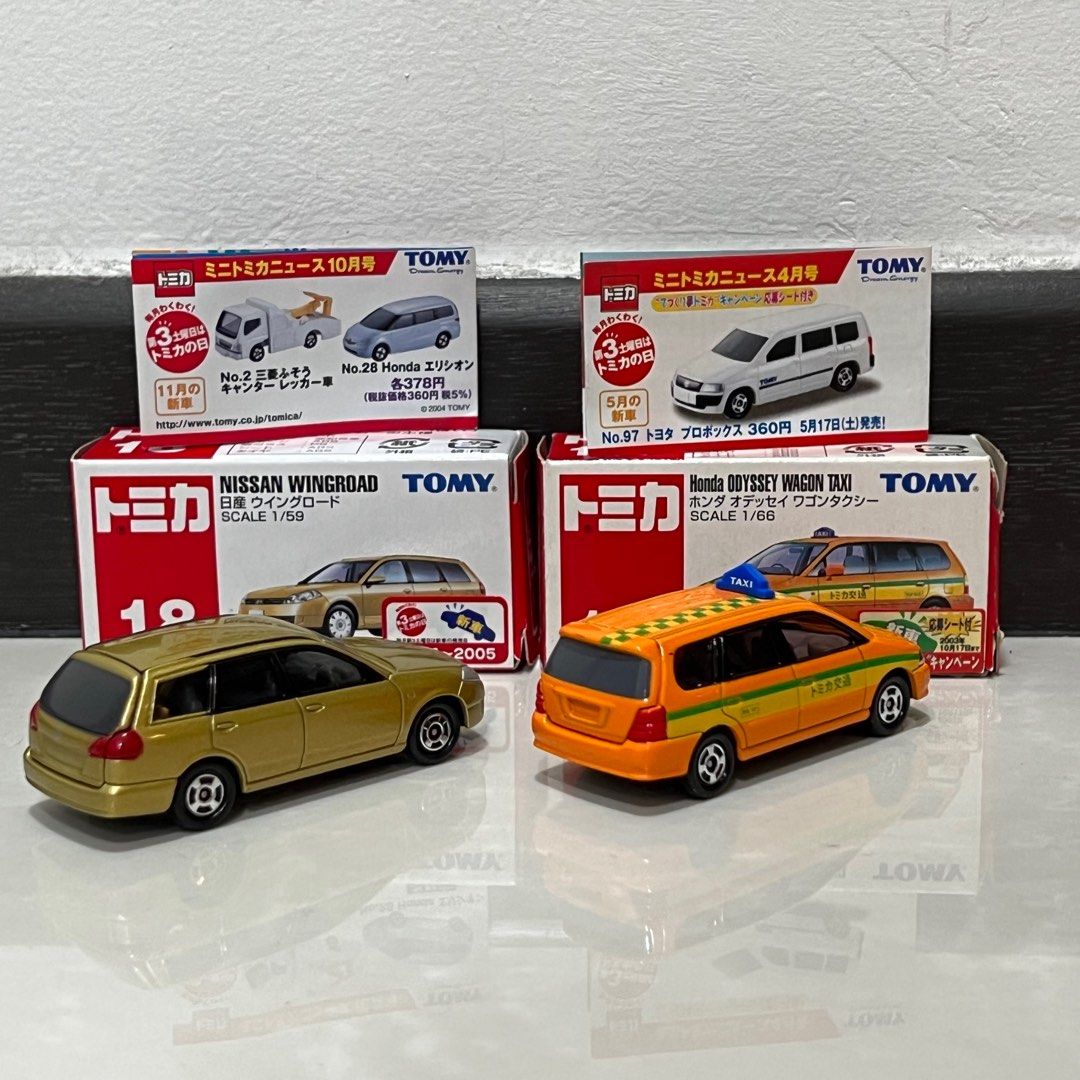 Tomica #18 Nissan Wingroad, #101 Honda Odyssey Wagon Taxi with New Car ...